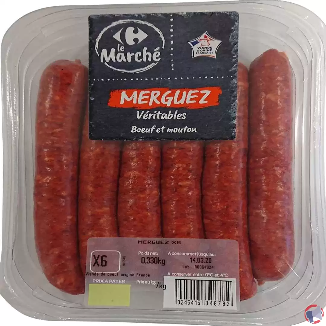 Rappel produit MERGUEZ VERITABLES BOEUF MOUTON x6 LE MARCHE CARREFOUR ...